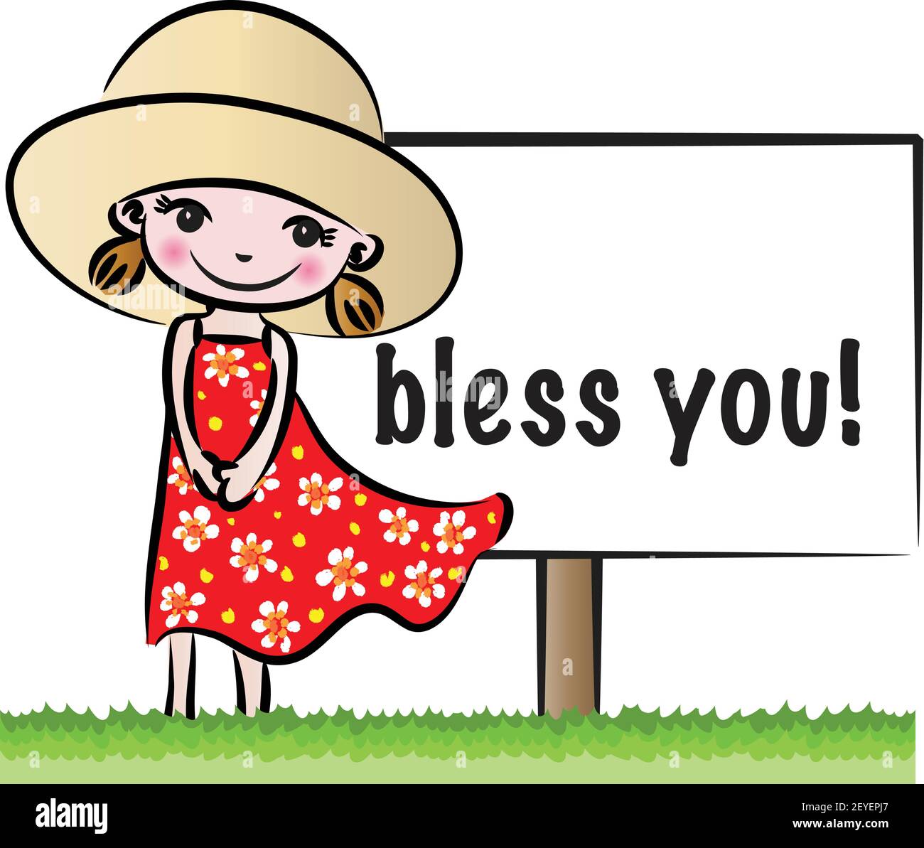 vector cartoon girl with card: bless you Stock Vector Image & Art - Alamy