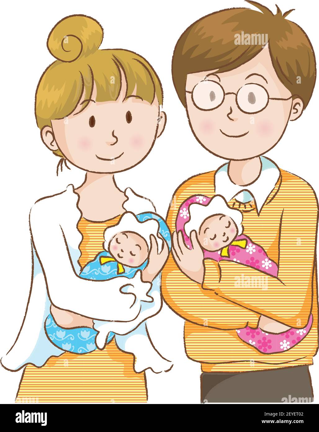 vector drawing Young parents and newborn baby Stock Vector Image & Art ...