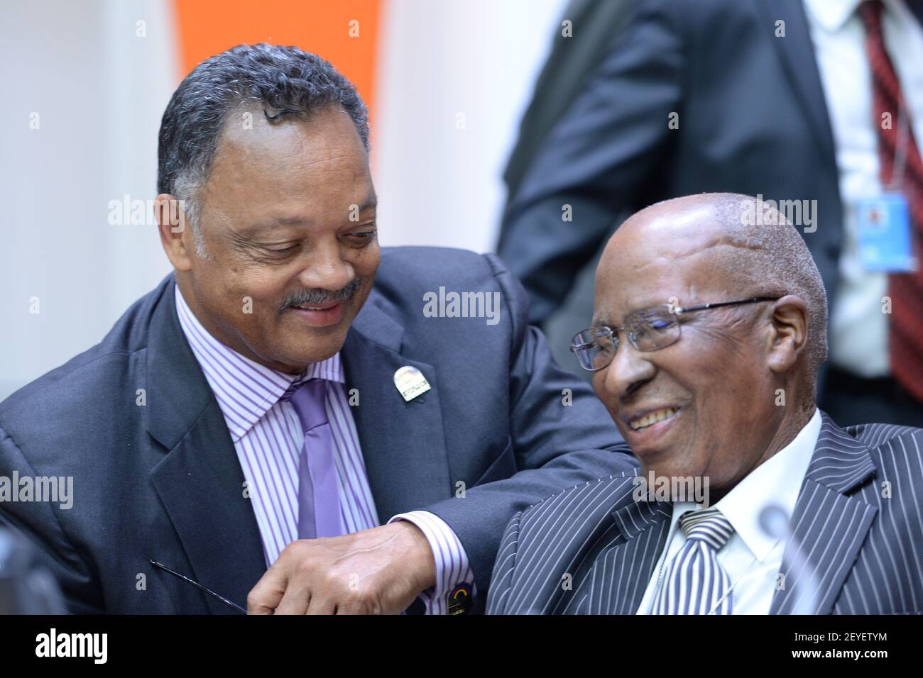 (L-R) Rev. Jesse Jackson and South African political activist Andrew ...