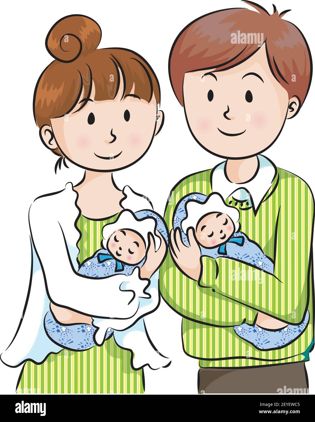 vector drawing Young parents and newborn baby Stock Vector Image & Art ...