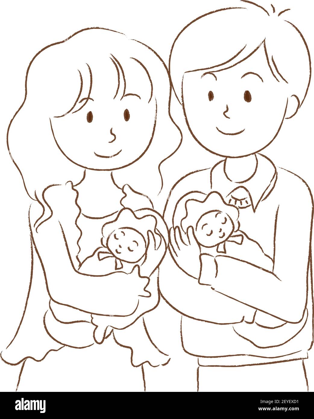 vector drawing Young parents and newborn baby Stock Vector Image & Art ...