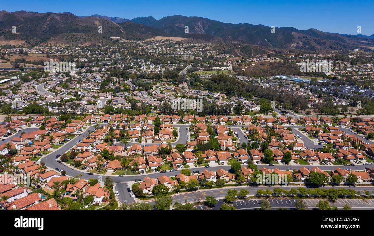 Aerial view of an affluent neighborhood in Rancho Santa Margarita ...