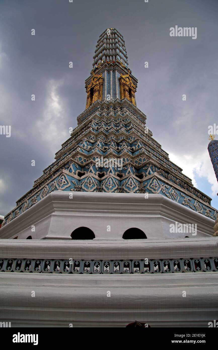Thailand bangkok rain temple palaces asia sky mosaic Stock Photo - Alamy