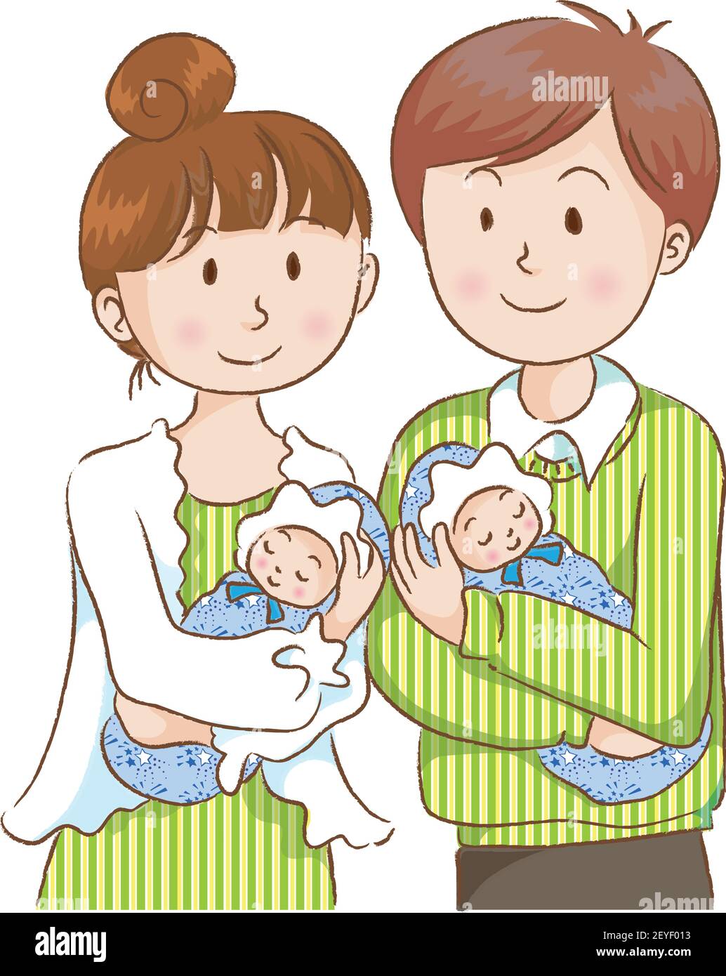 vector drawing Young parents and newborn baby Stock Vector Image & Art ...