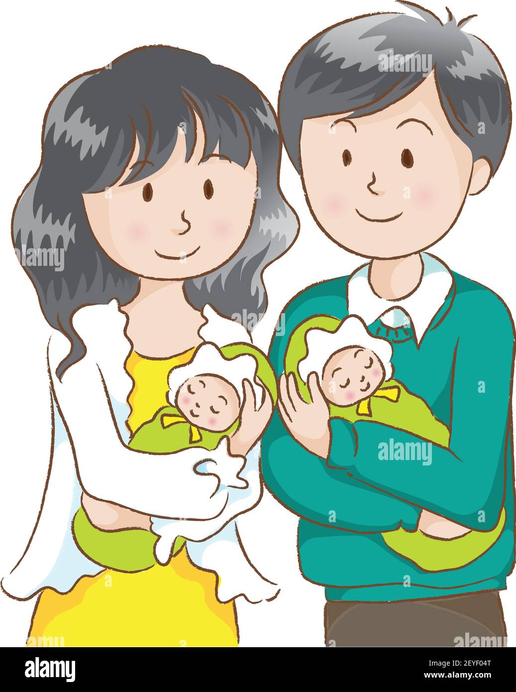 vector drawing Young parents and newborn baby Stock Vector Image & Art ...