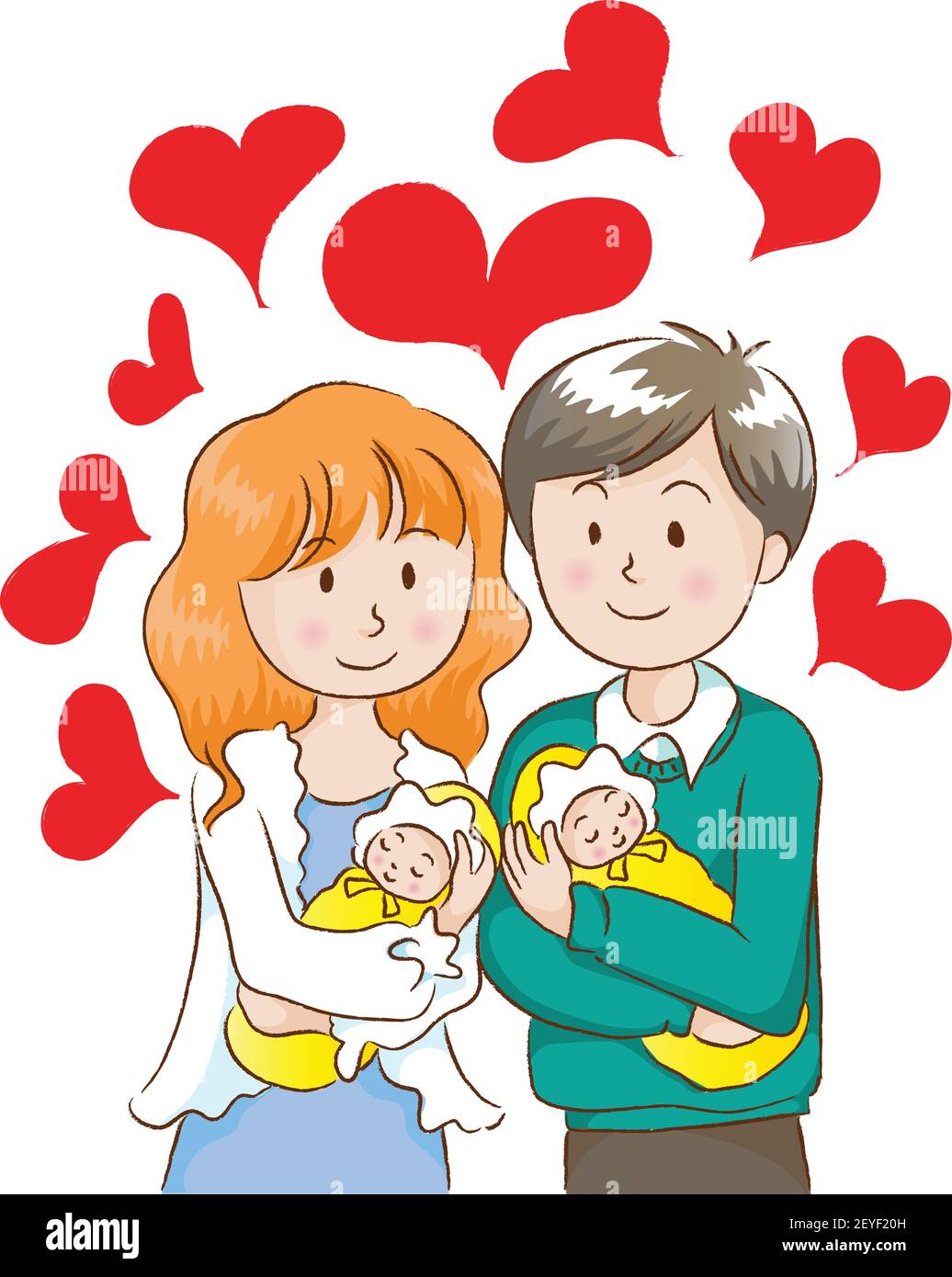 Vector drawing young parents Stock Vector Images - Alamy