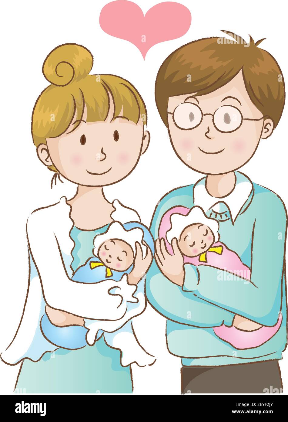 vector drawing Young parents and newborn baby Stock Vector Image & Art ...