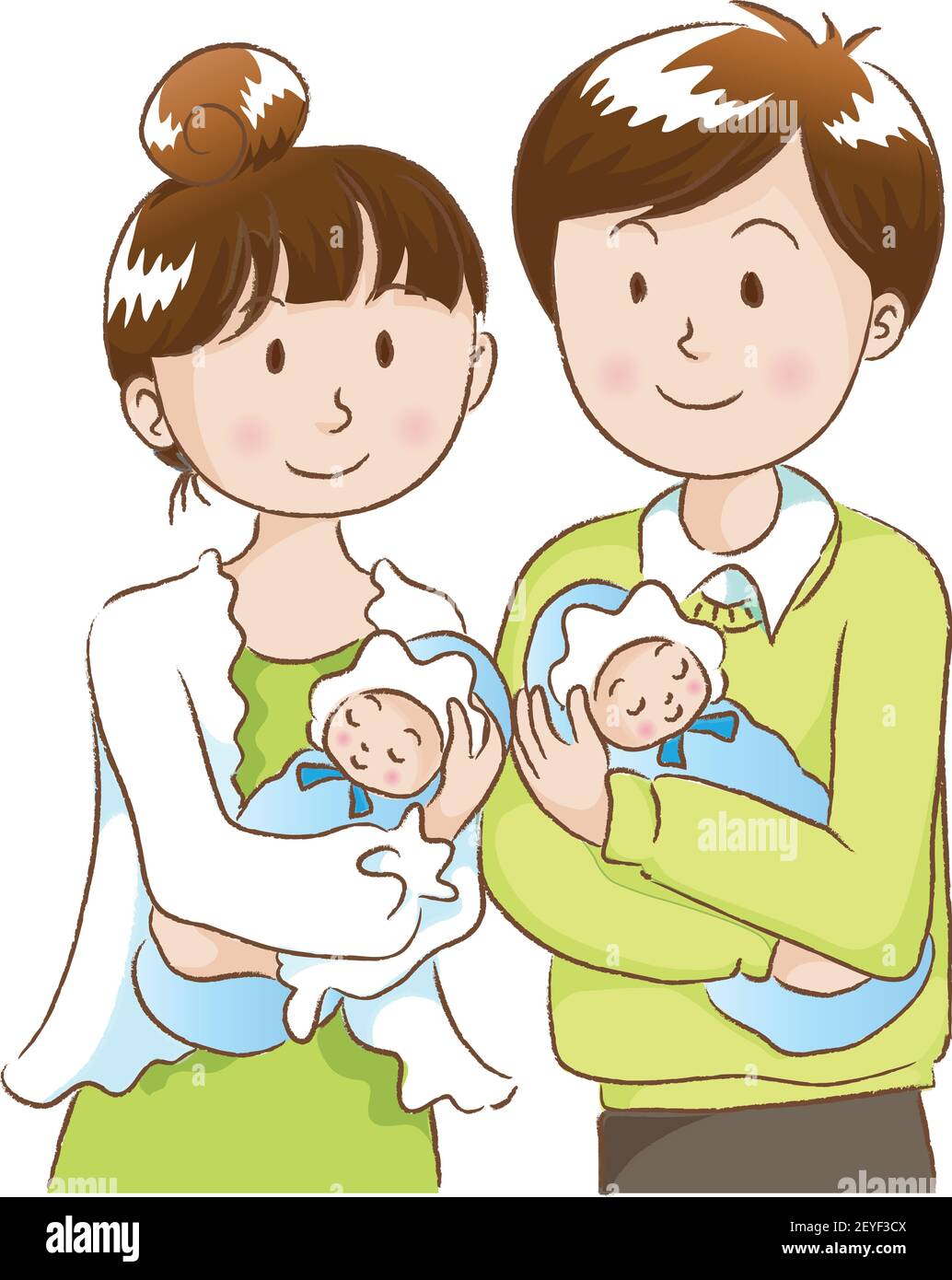 vector drawing Young parents and newborn baby Stock Vector Image & Art ...