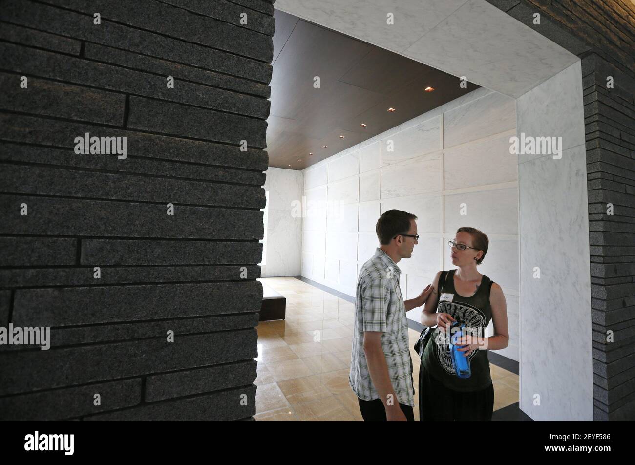 Caleb Musselman, left, and his wife Anneke Musselman attend the death ...