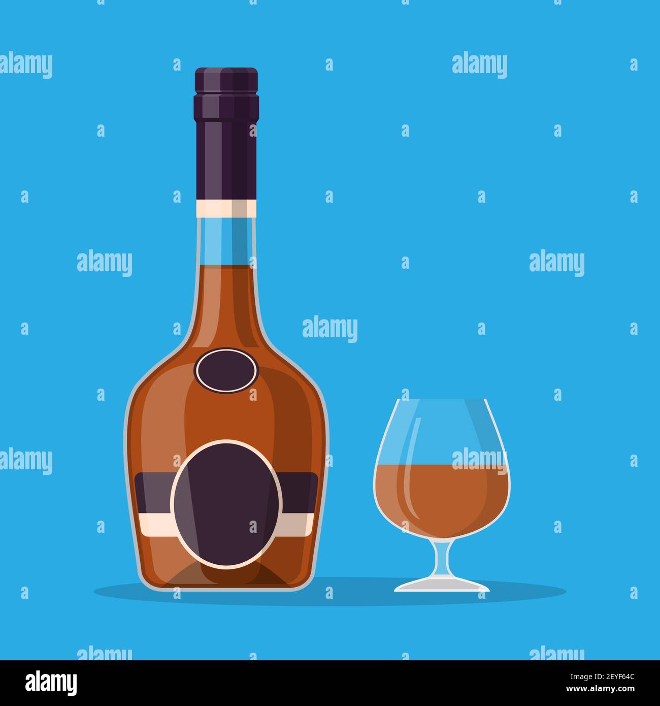 Cognac bottle and glass Stock Vector Image & Art - Alamy