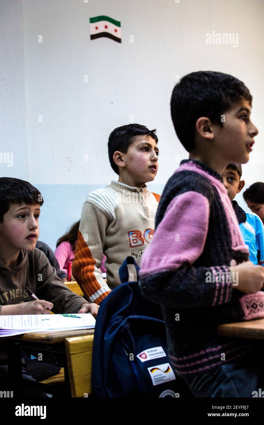 April 4, 2013 - A syrian school in Kilis, at the border between Turkey ...