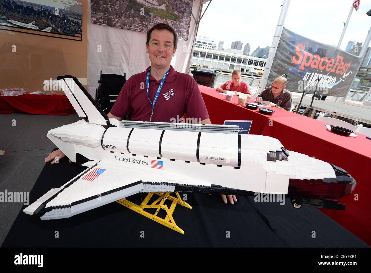 Ed Diment, Lego "Master Builder" poses with his 1/40th scale Lego model ...