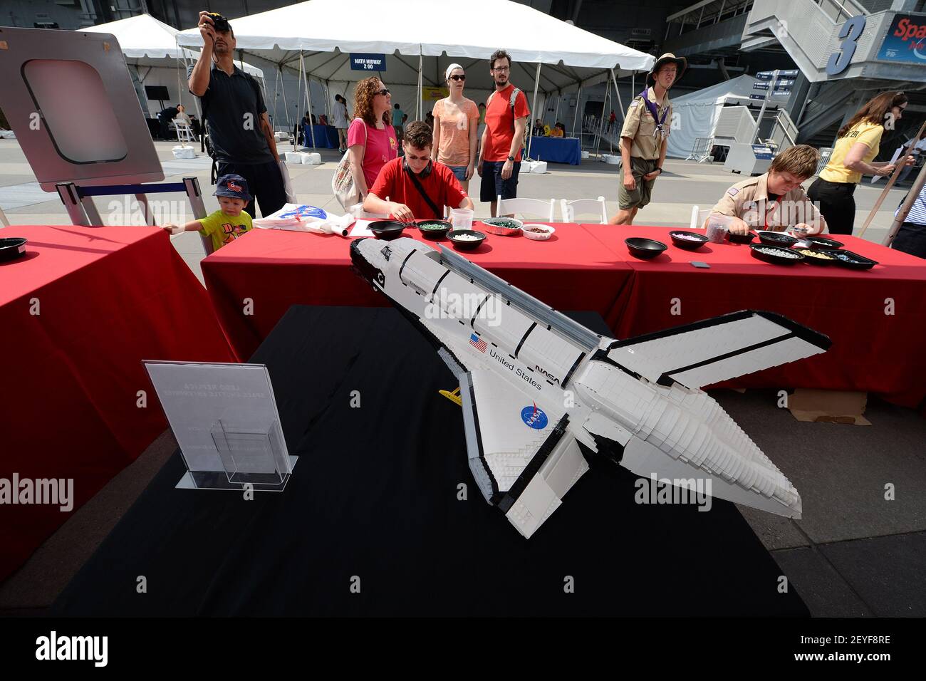A 1/40th scale Lego model replica of the Space Shuttle Enterprise assembled by Lego "Master ...