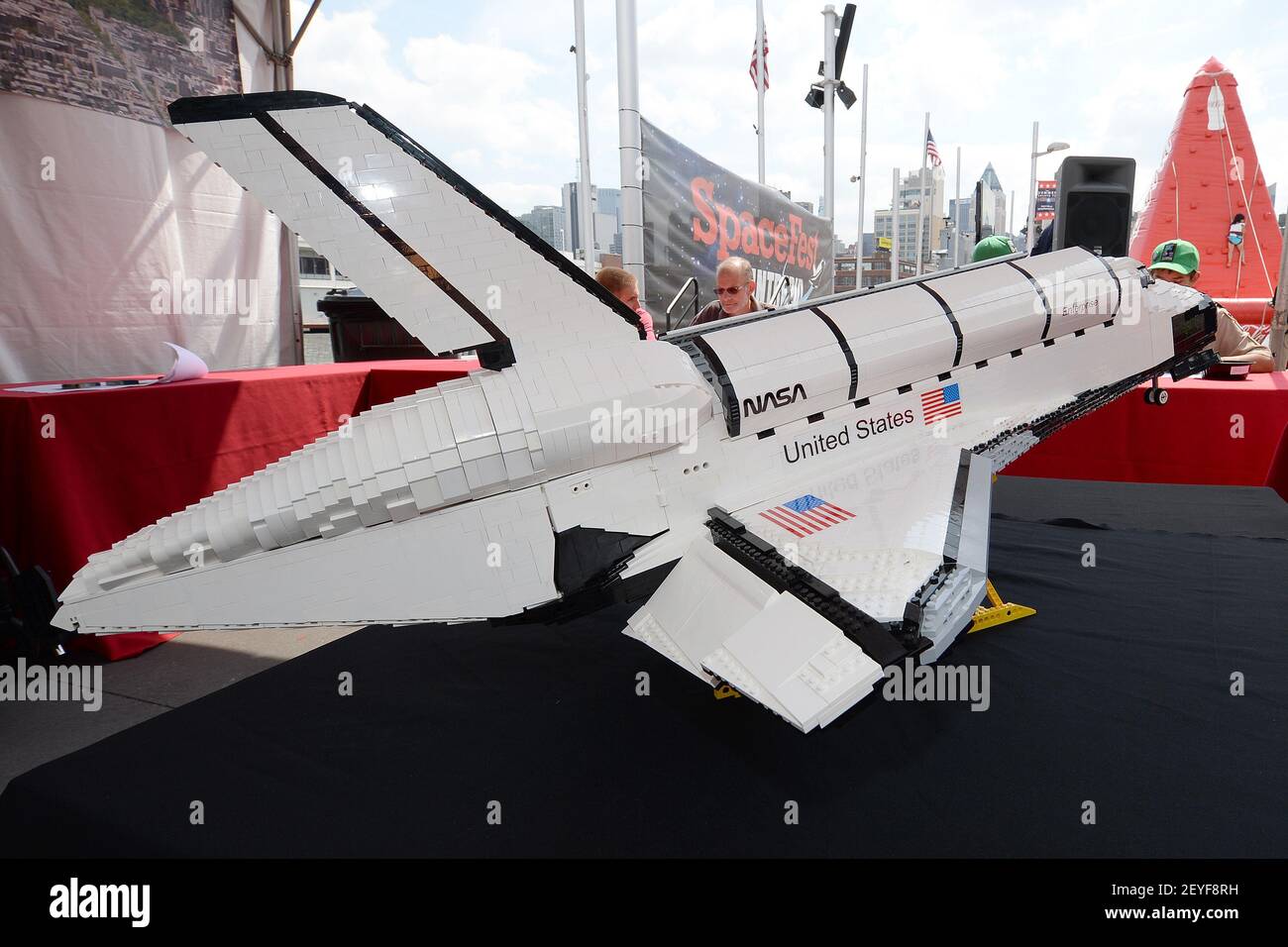 A 1/40th scale Lego model replica of the Space Shuttle Enterprise assembled by Lego "Master ...