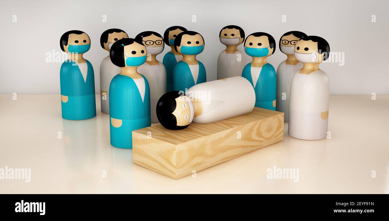 Wooden medical people figurines share opinions about the patient - 3D ...