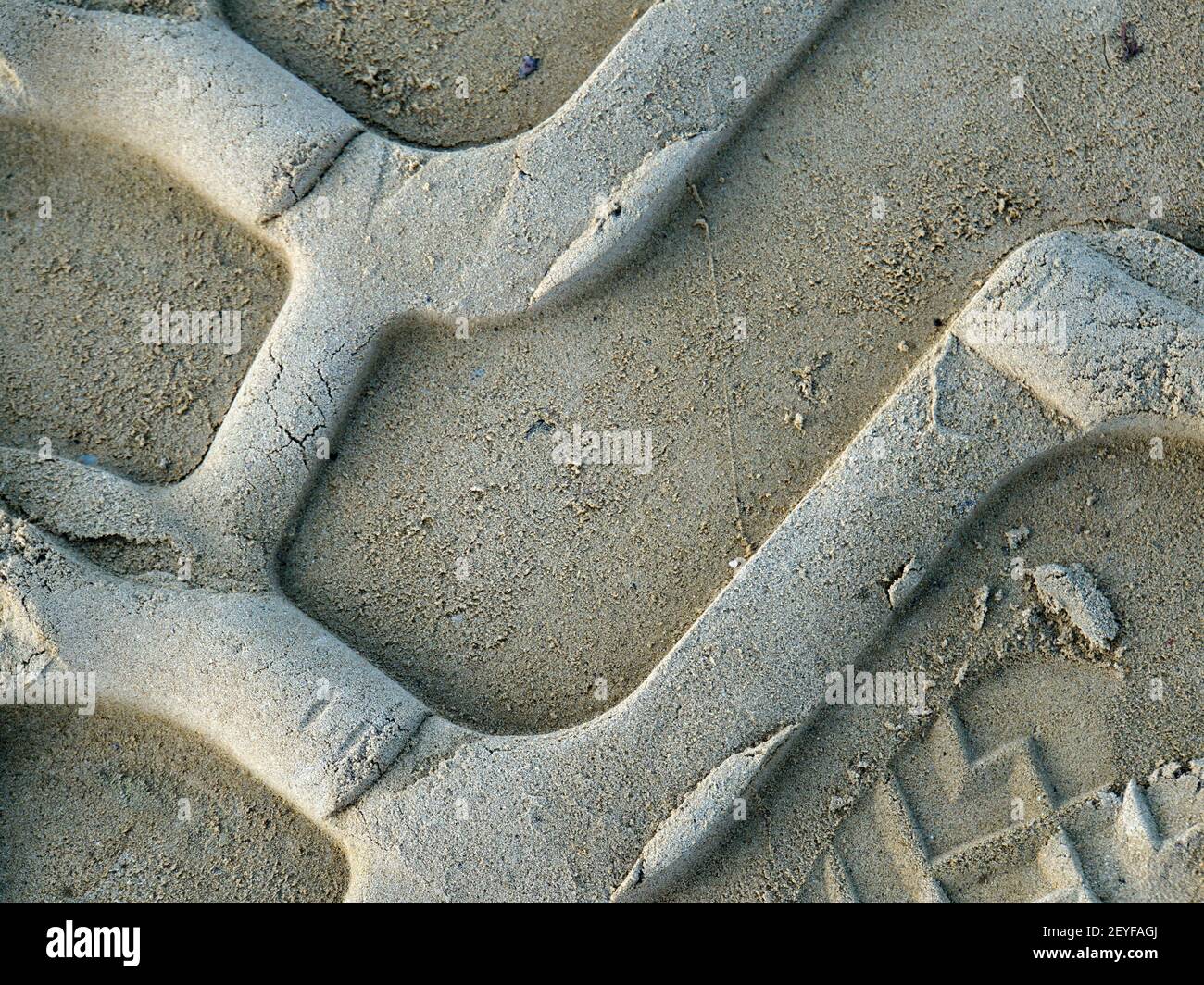 Tracks in sand. Traces of giant tractor wheels Stock Photo - Alamy