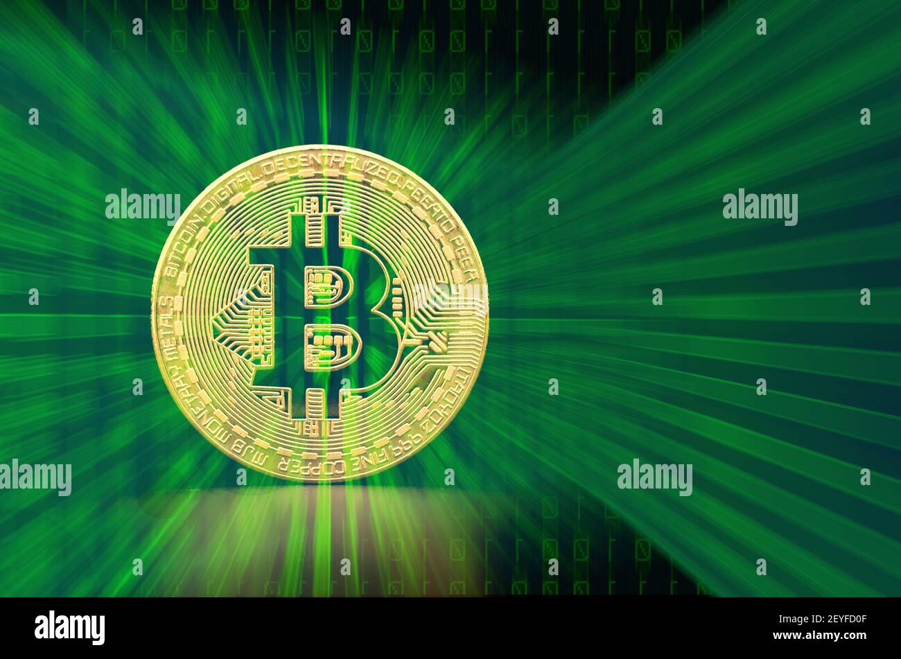 abstract bitcoin representation on green binary numbers and digital ...