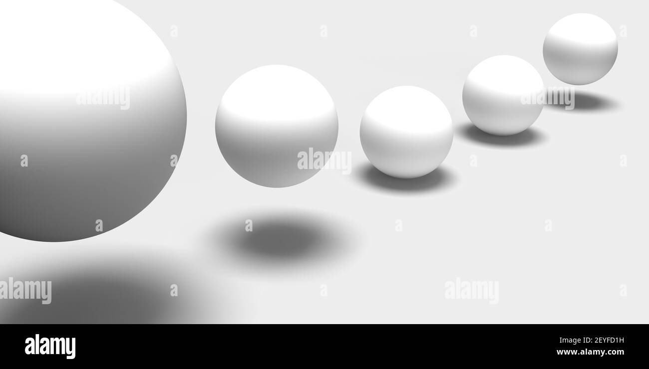 Floating wave of 3d rendered white sphere balls or orbs on light ...