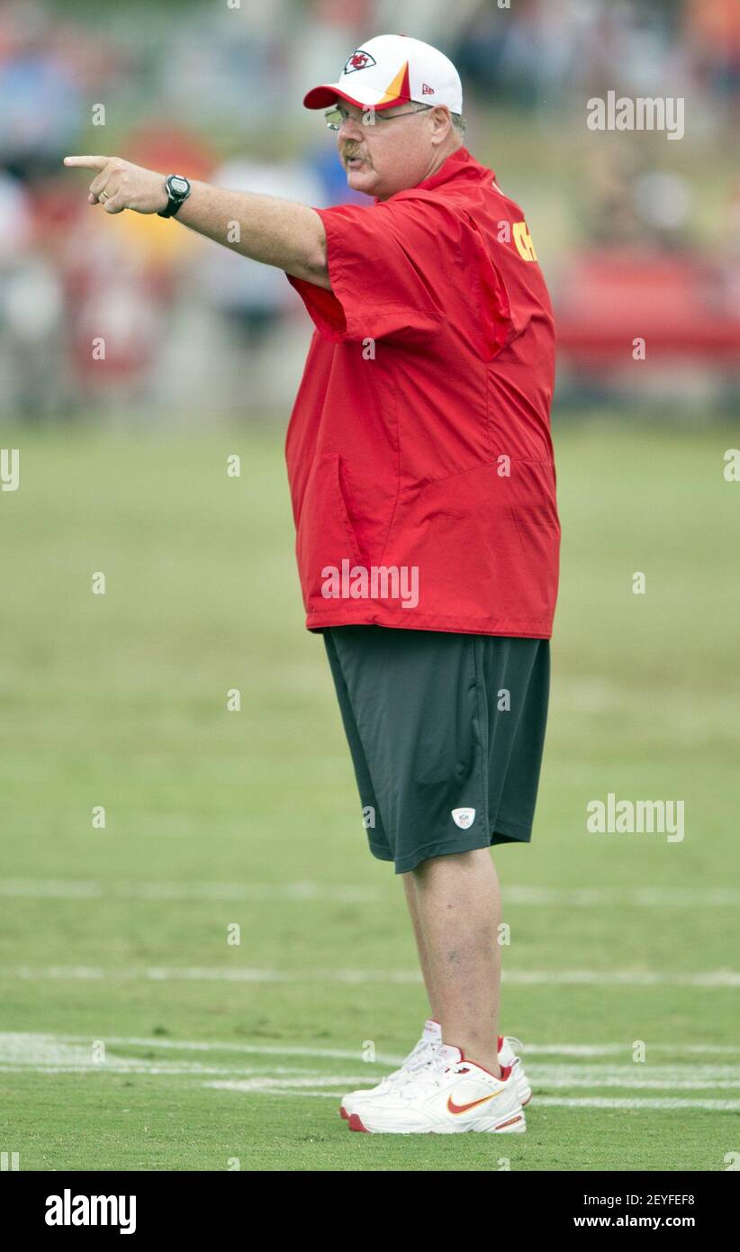 Head coach Andy Reid runs his team through drills during Kansas City ...