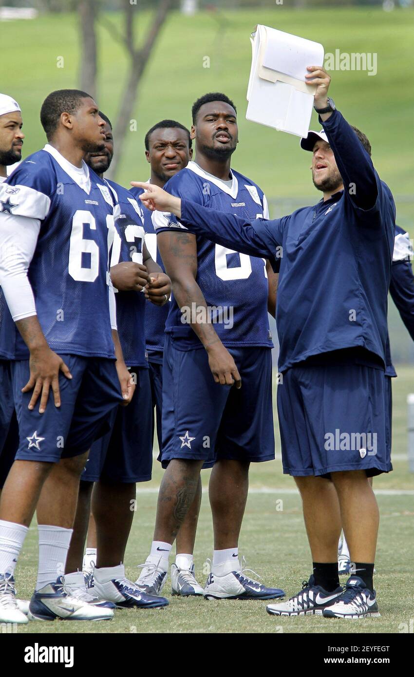 Ben Bloom, defensive quality control for line backers, shows a play ...