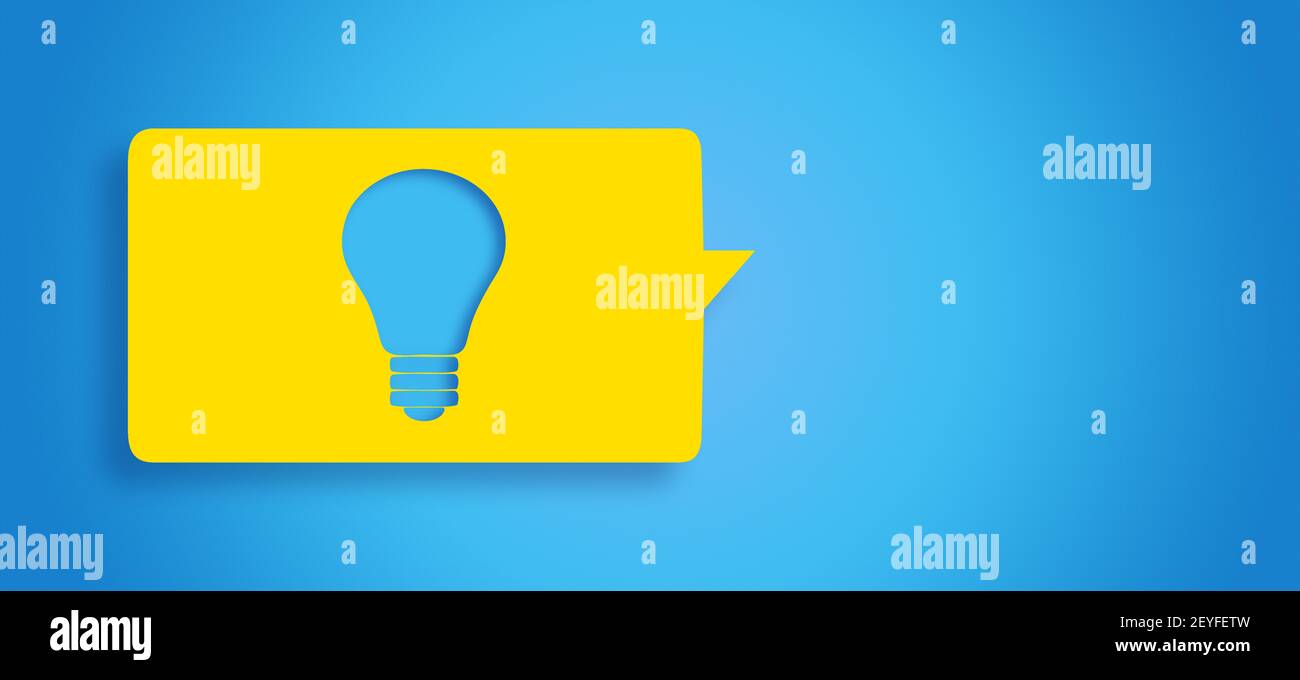 3D rendered IDEA icon in chat bubble concept: Isolated yellow bubble on ...