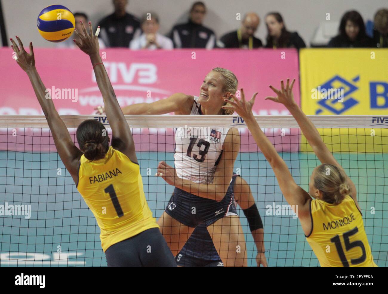 Volleyball match between Brazil and USA, for the 2013 FIVB World Grand ...