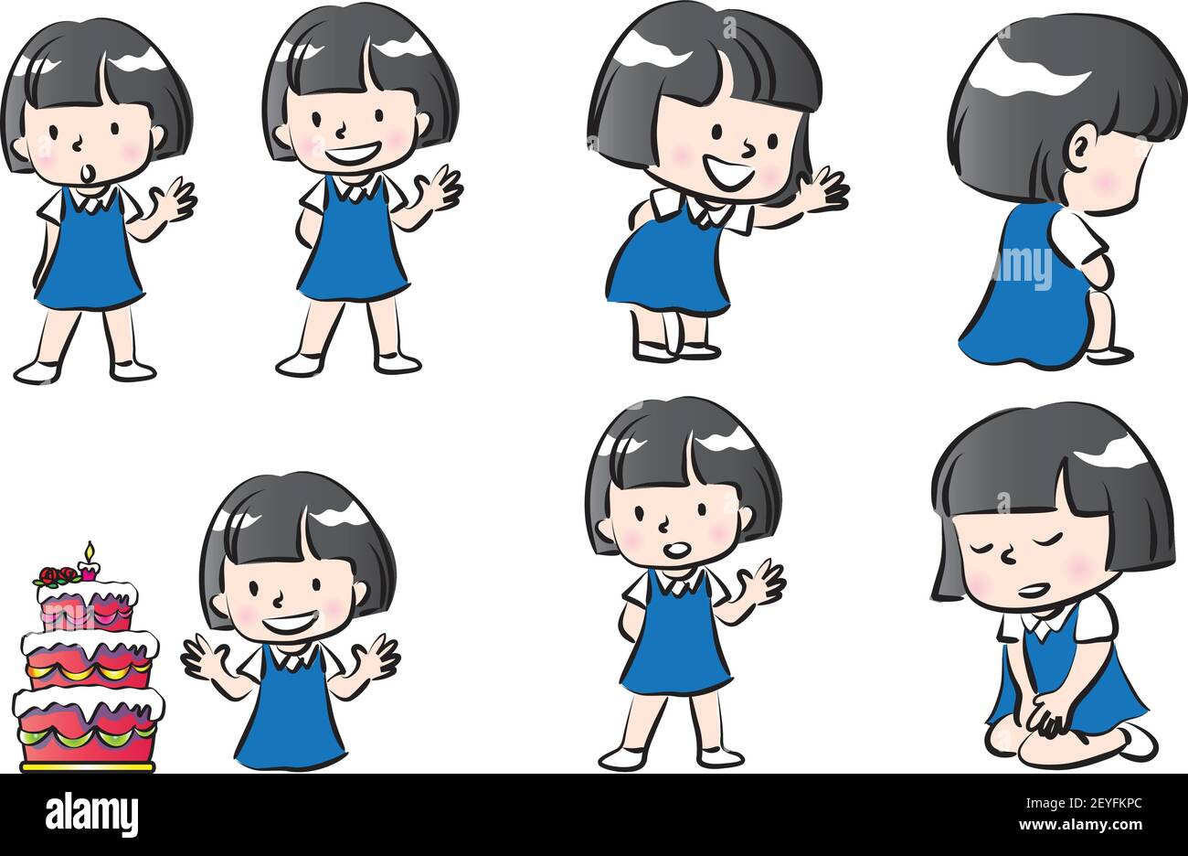 Vector cartoon school girl emoji set Stock Vector Image & Art - Alamy