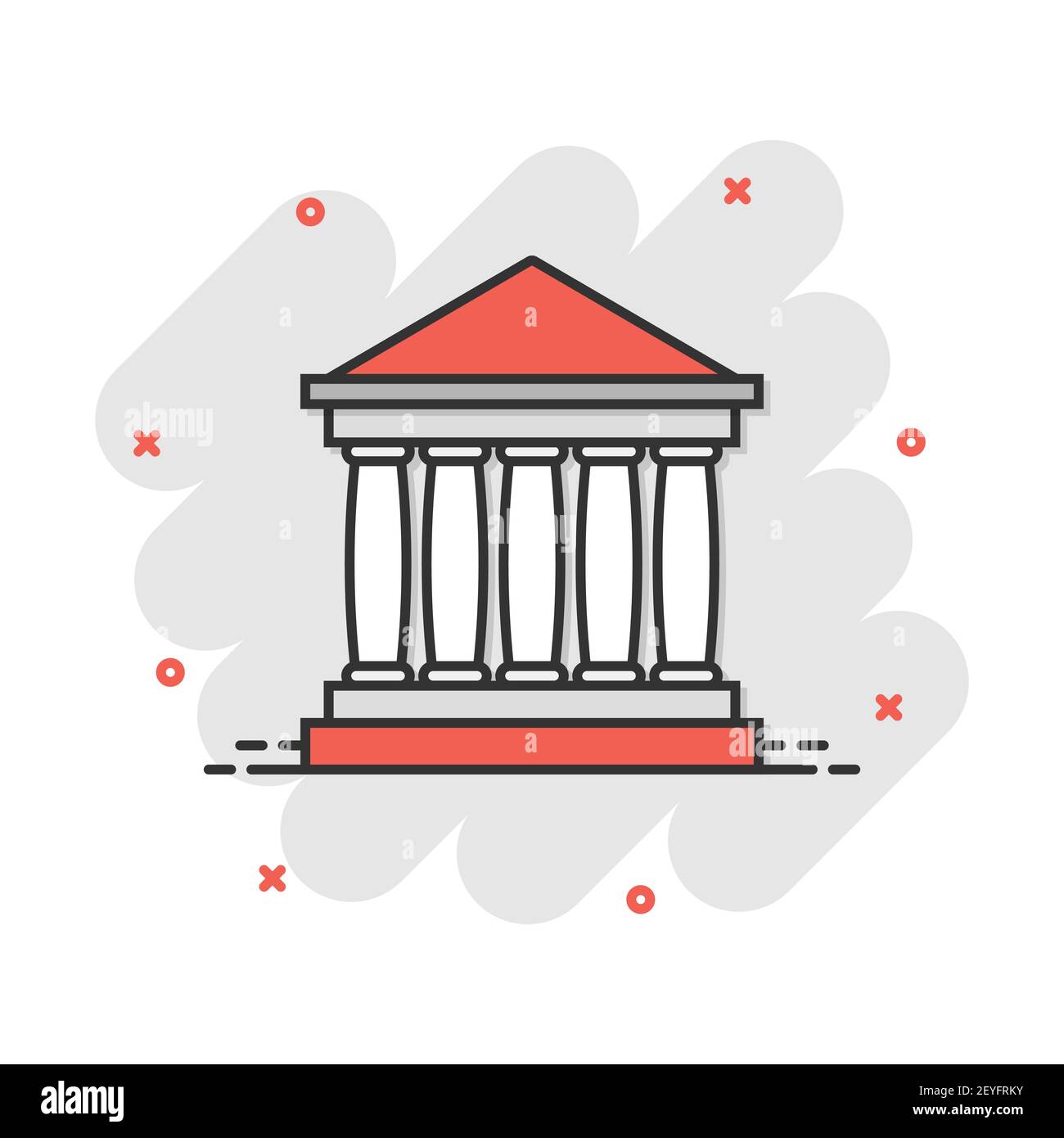 Vector cartoon bank building icon in comic style. Museum sign ...