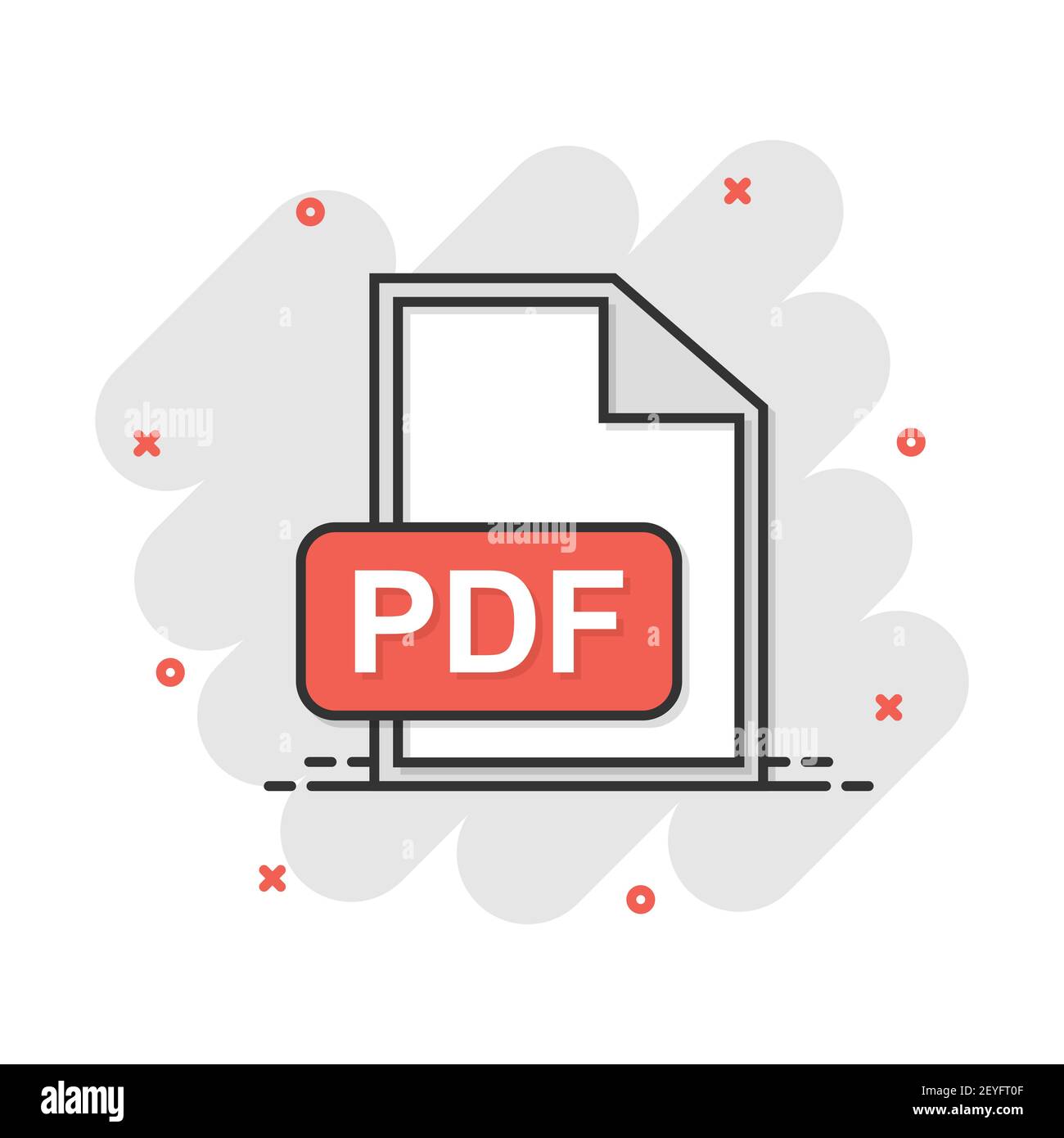 Vector cartoon PDF download icon in comic style. PDF format sign ...