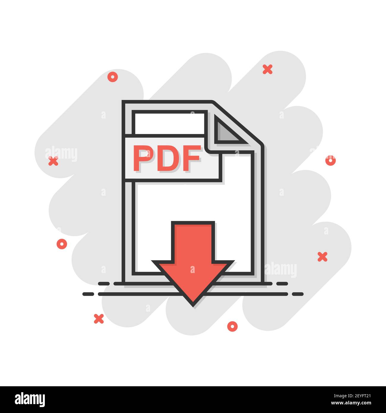 Vector cartoon PDF download icon in comic style. PDF format sign ...