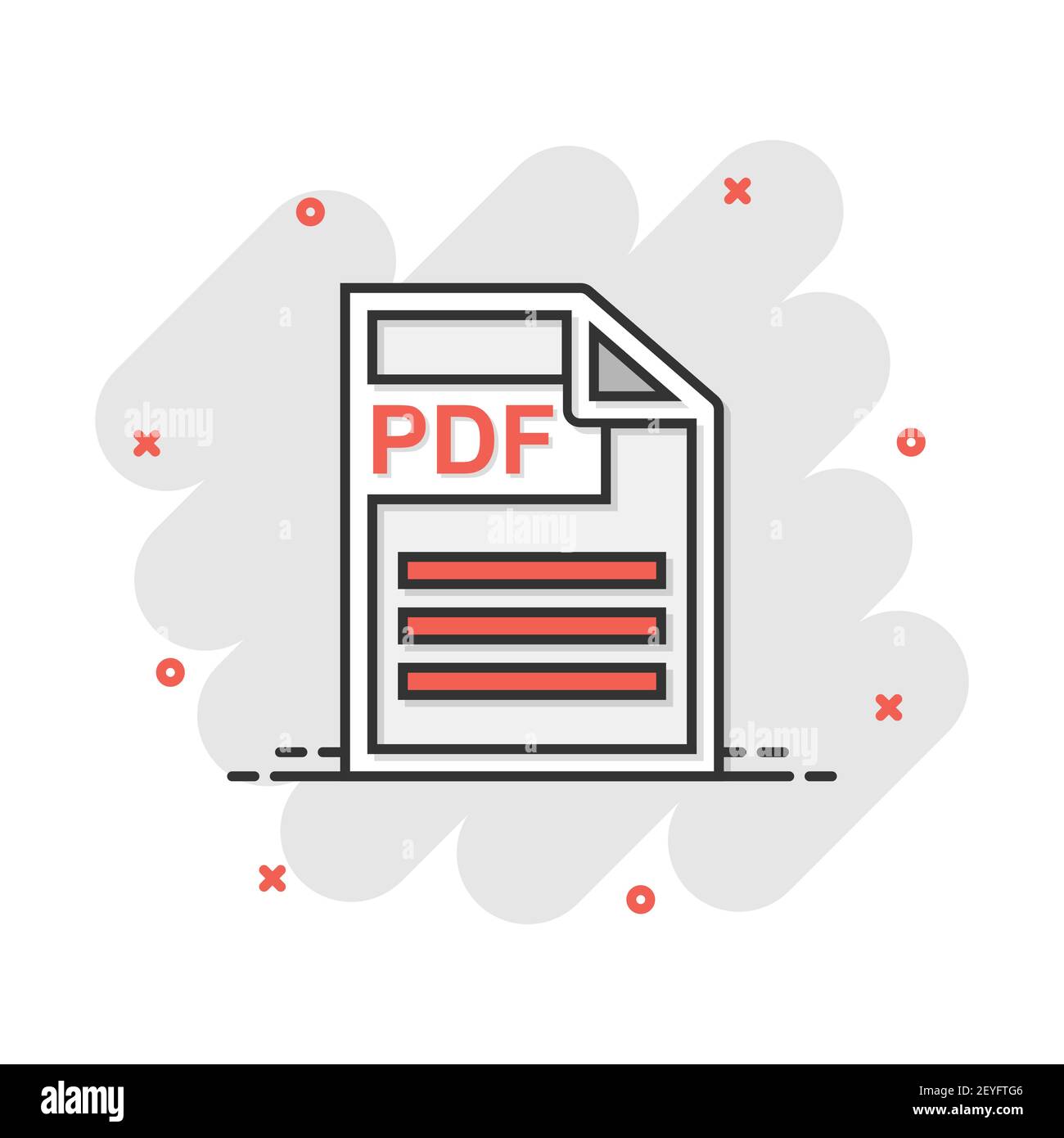 Vector cartoon PDF download icon in comic style. PDF format sign ...