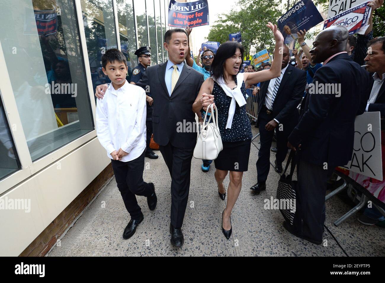 New York City Democratic Mayoral Candidate John Liu (Center) arrives ...