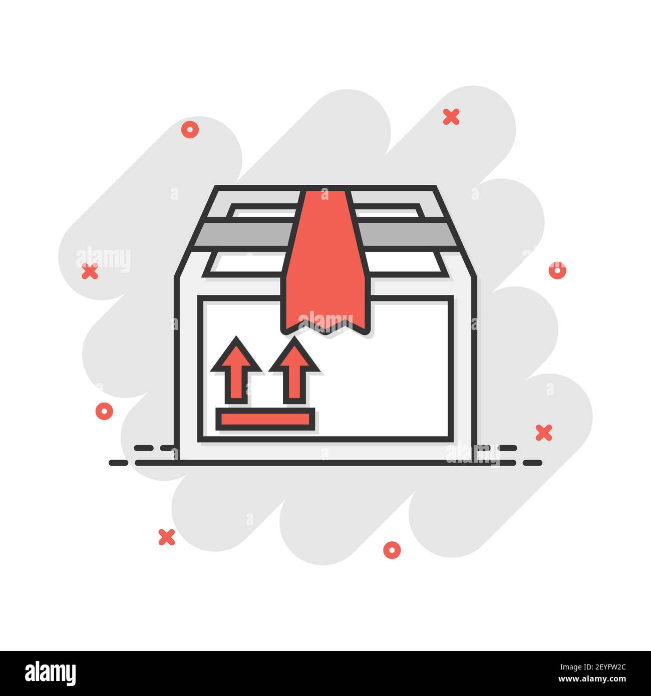 Vector cartoon packaging box icon in comic style. Shipping pack sign ...