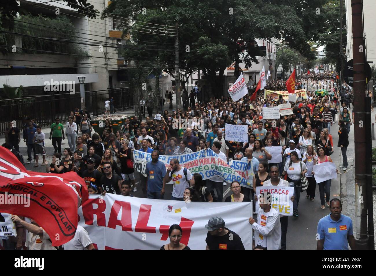 Rio de Janeiro public school teachers demonstrated today in center Rio ...