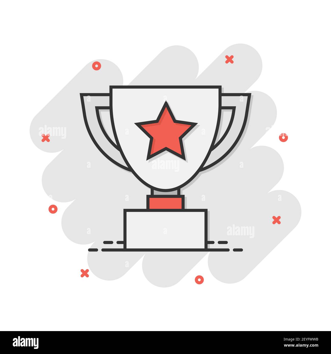 Vector cartoon trophy cup icon in comic style. Winner sign illustration ...