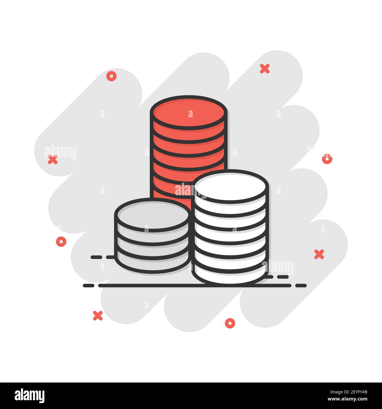 Vector cartoon coins stack icon in comic style. Money coin sign ...