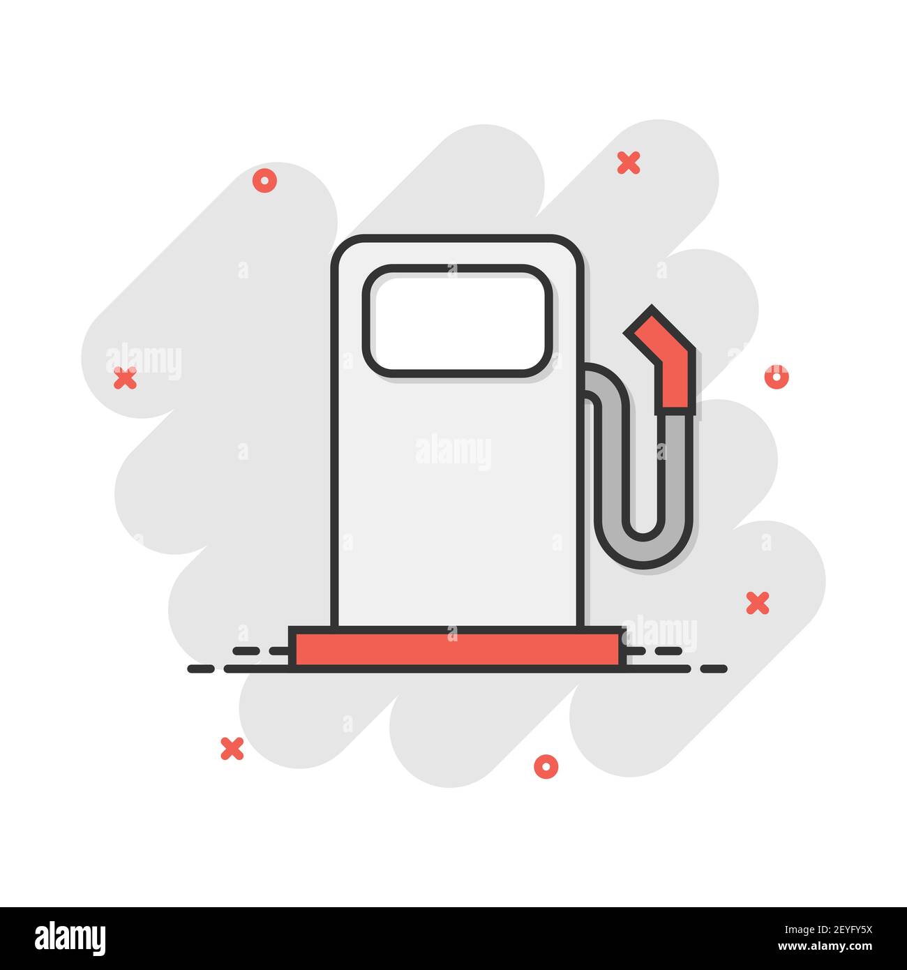 Vector cartoon fuel gas station icon in comic style. Car petrol pump ...