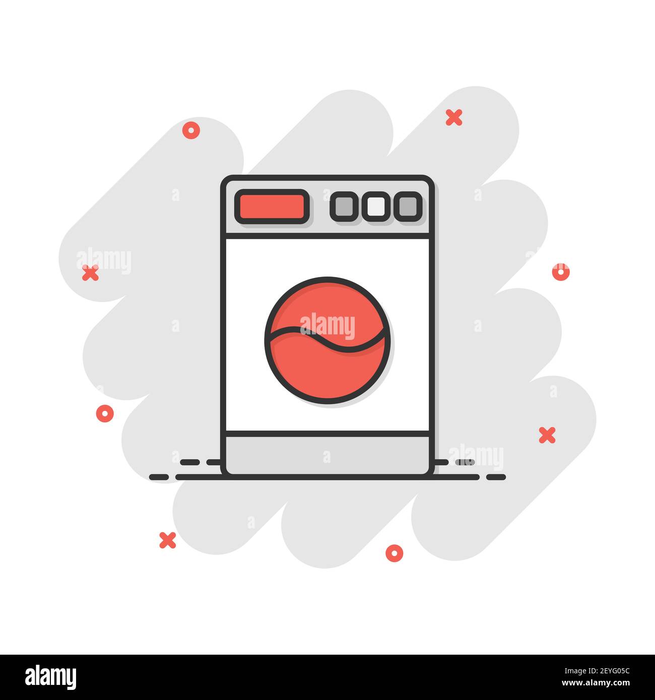 Vector cartoon washer icon in comic style. Laundress sign illustration ...
