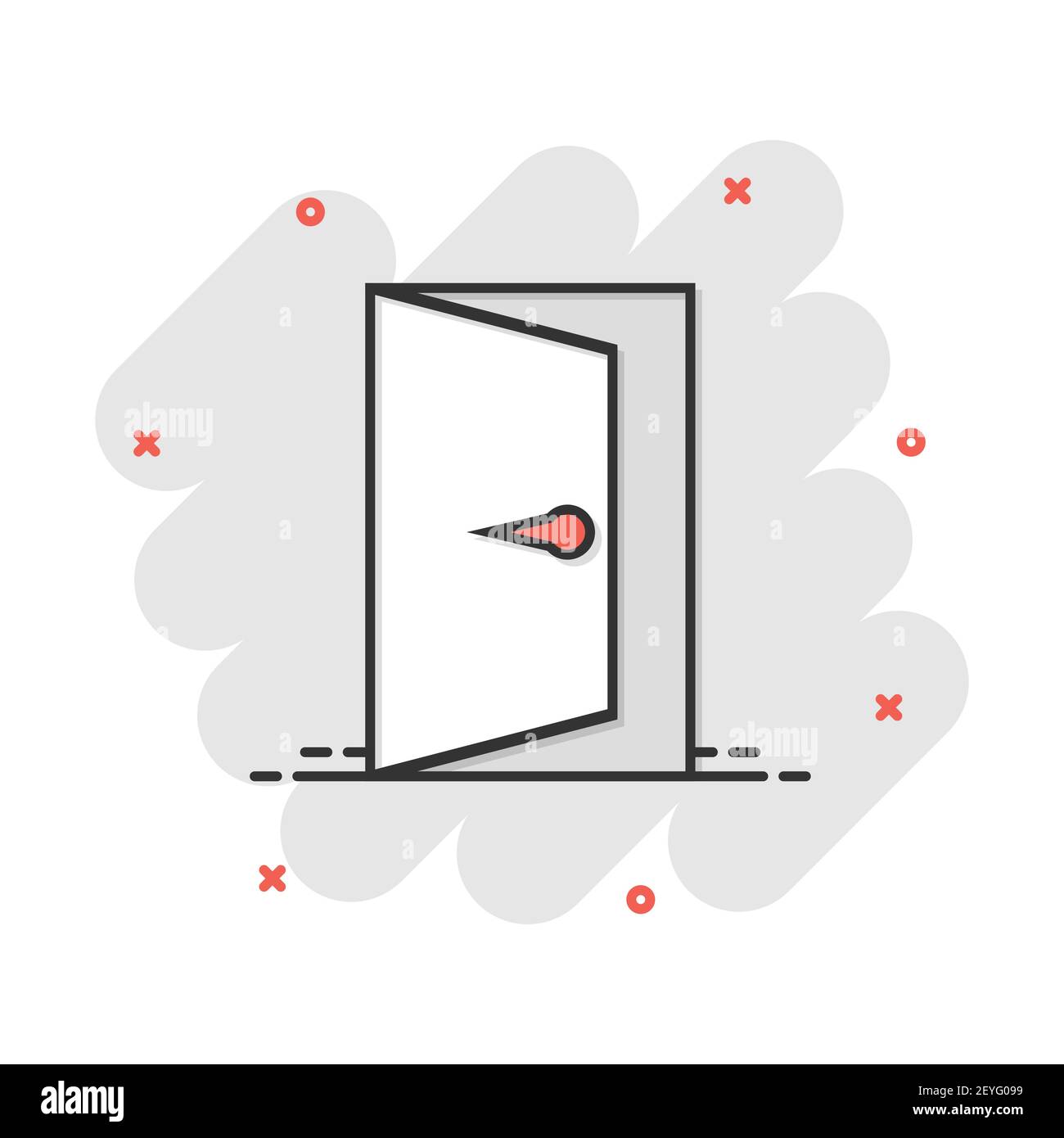 Vector cartoon door icon in comic style. Exit sign illustration ...