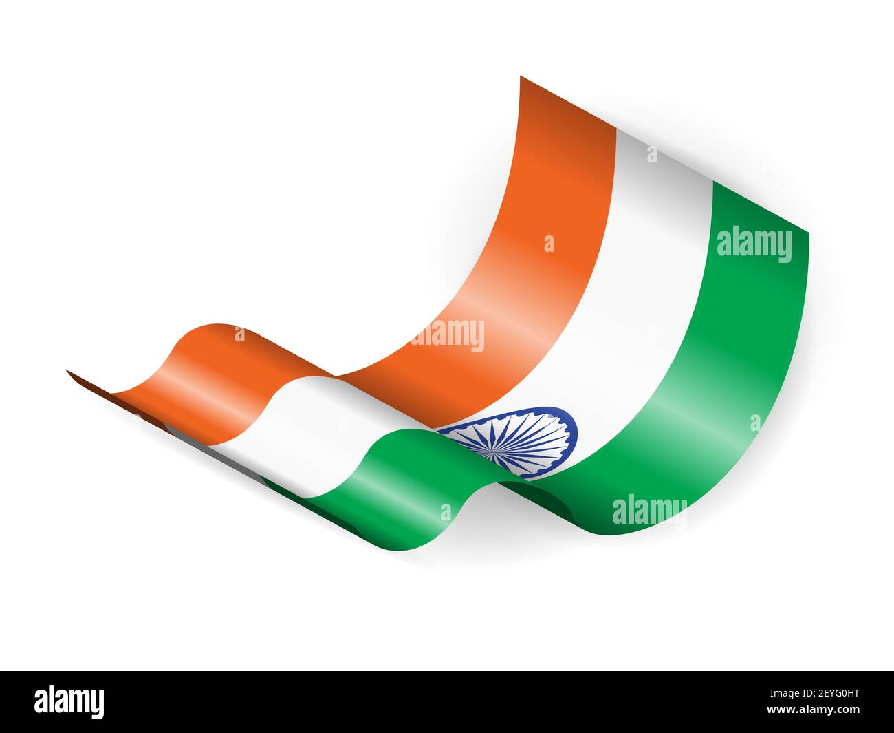 Waving India flag on a white background. Vector illustration Stock ...