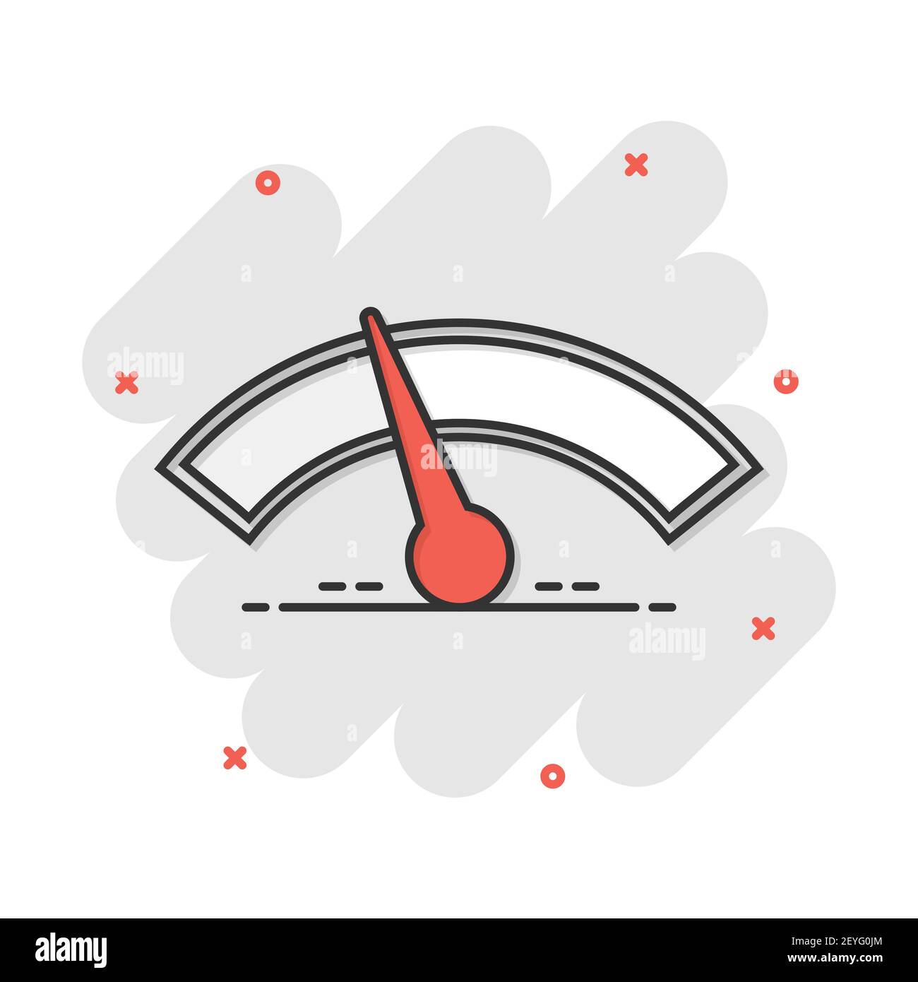 Vector cartoon dashboard icon in comic style. Level meter sign ...