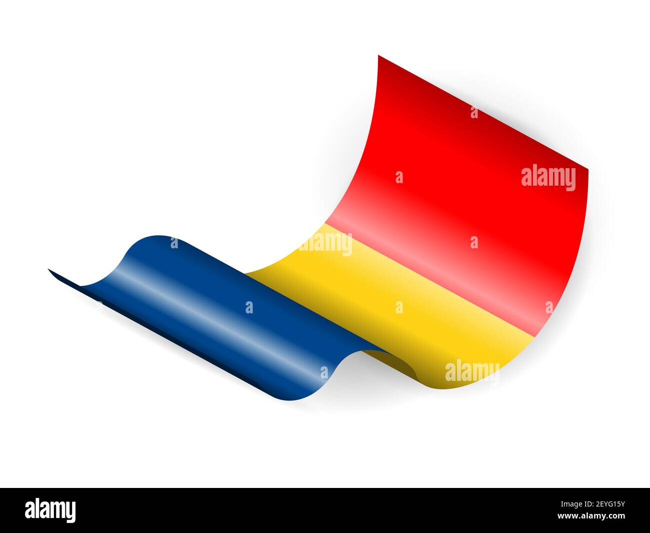 Waving Romania flag on a white background. Vector illustration Stock ...