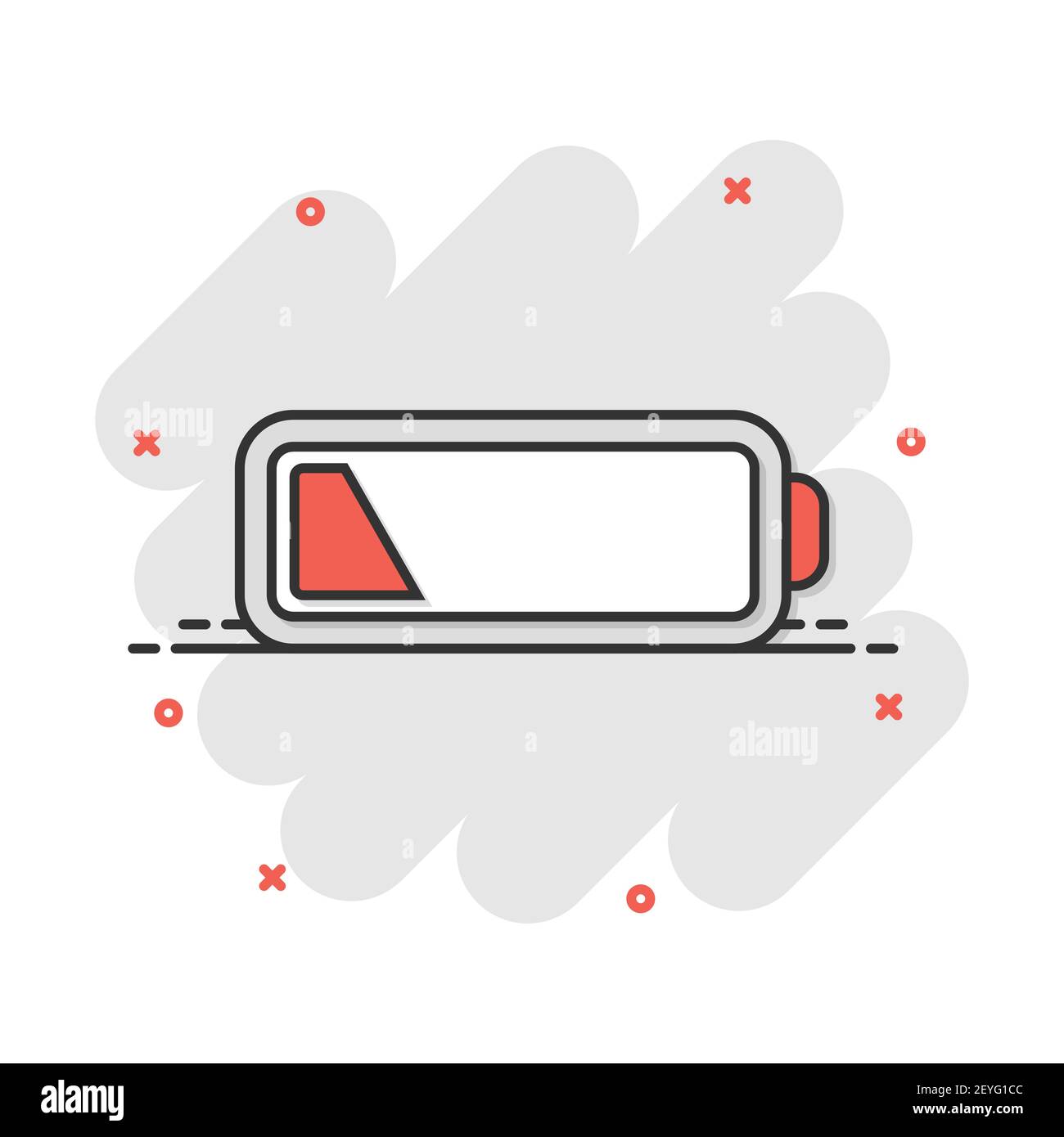 Vector cartoon battery charge level indicator sign icon in comic style ...