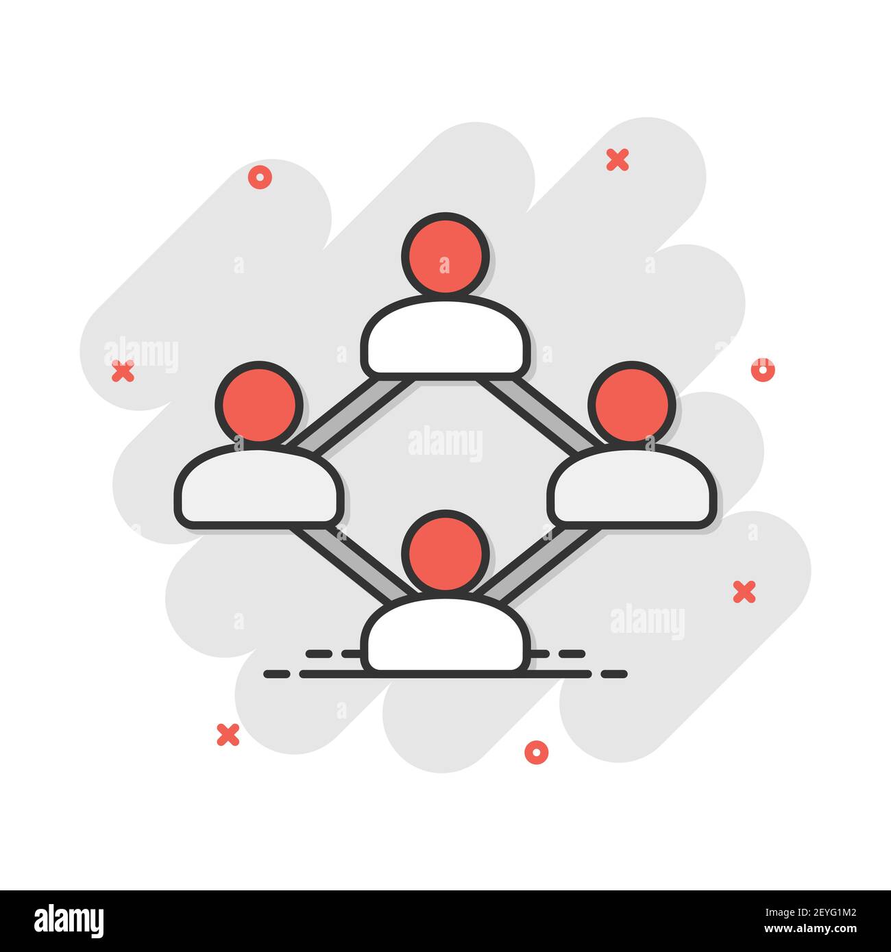 Vector cartoon social network icon in comic style. People connection ...