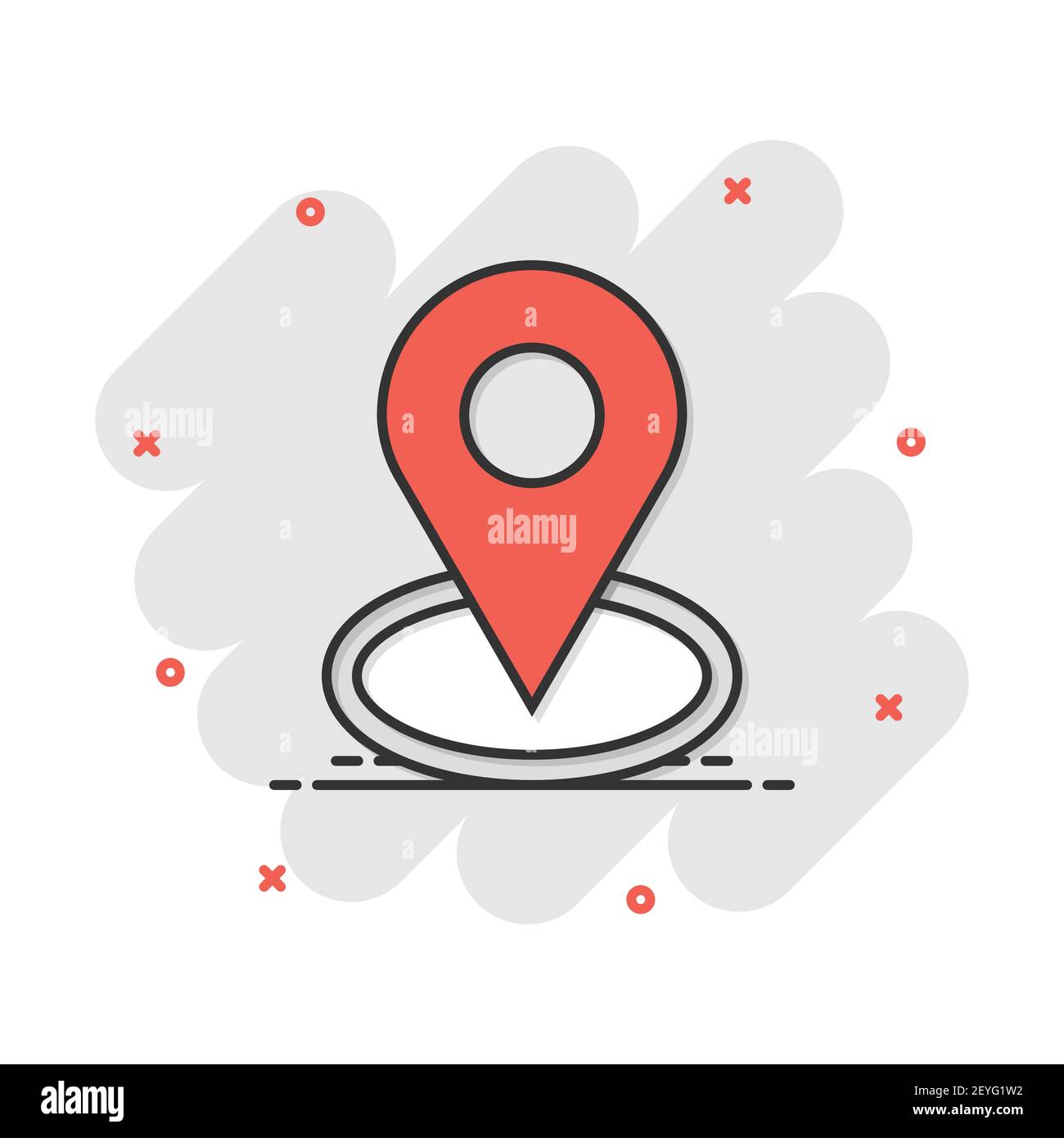 Vector cartoon pin location icon in comic style. Navigation map, gps ...