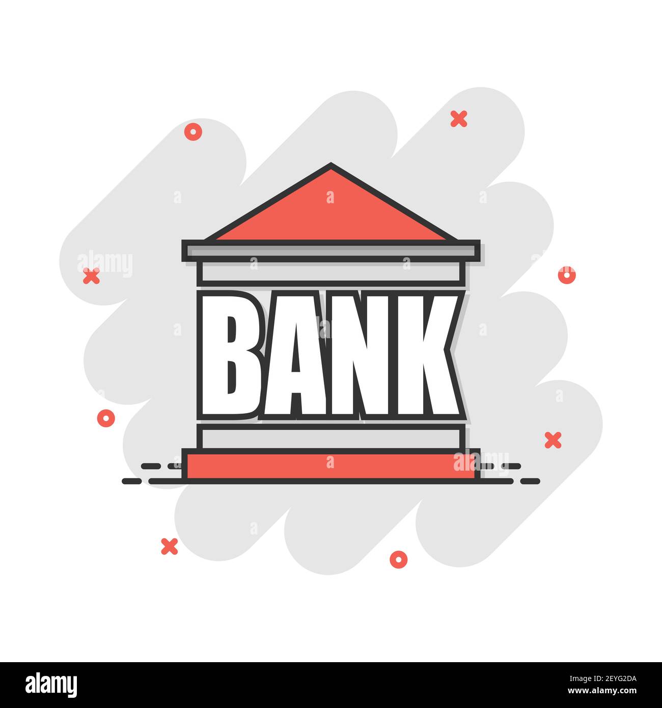 Vector cartoon bank building icon in comic style. Bank sign ...
