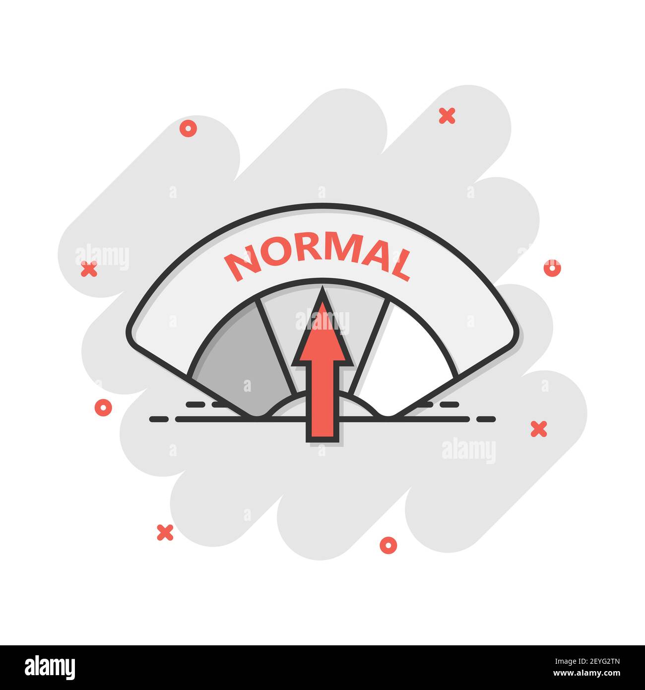 Cartoon normal level icon in comic style. Speedometer, tachometer sign ...