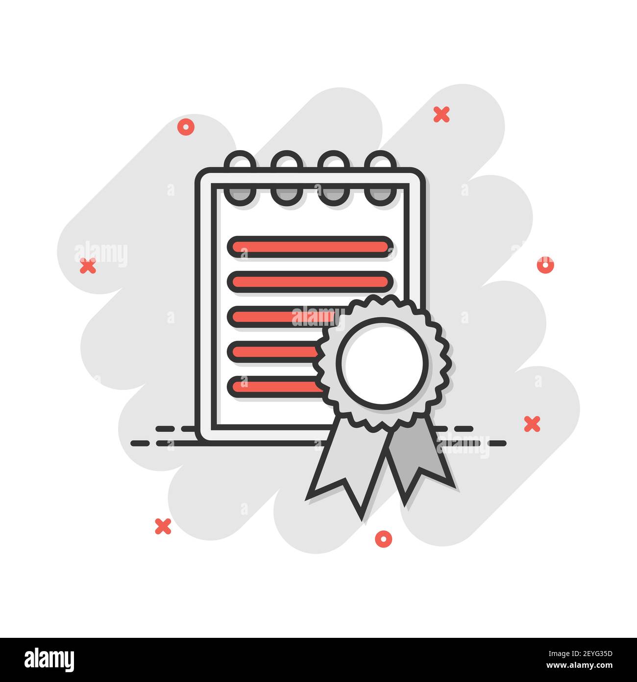 Vector cartoon certificate icon in comic style. Diploma sign ...