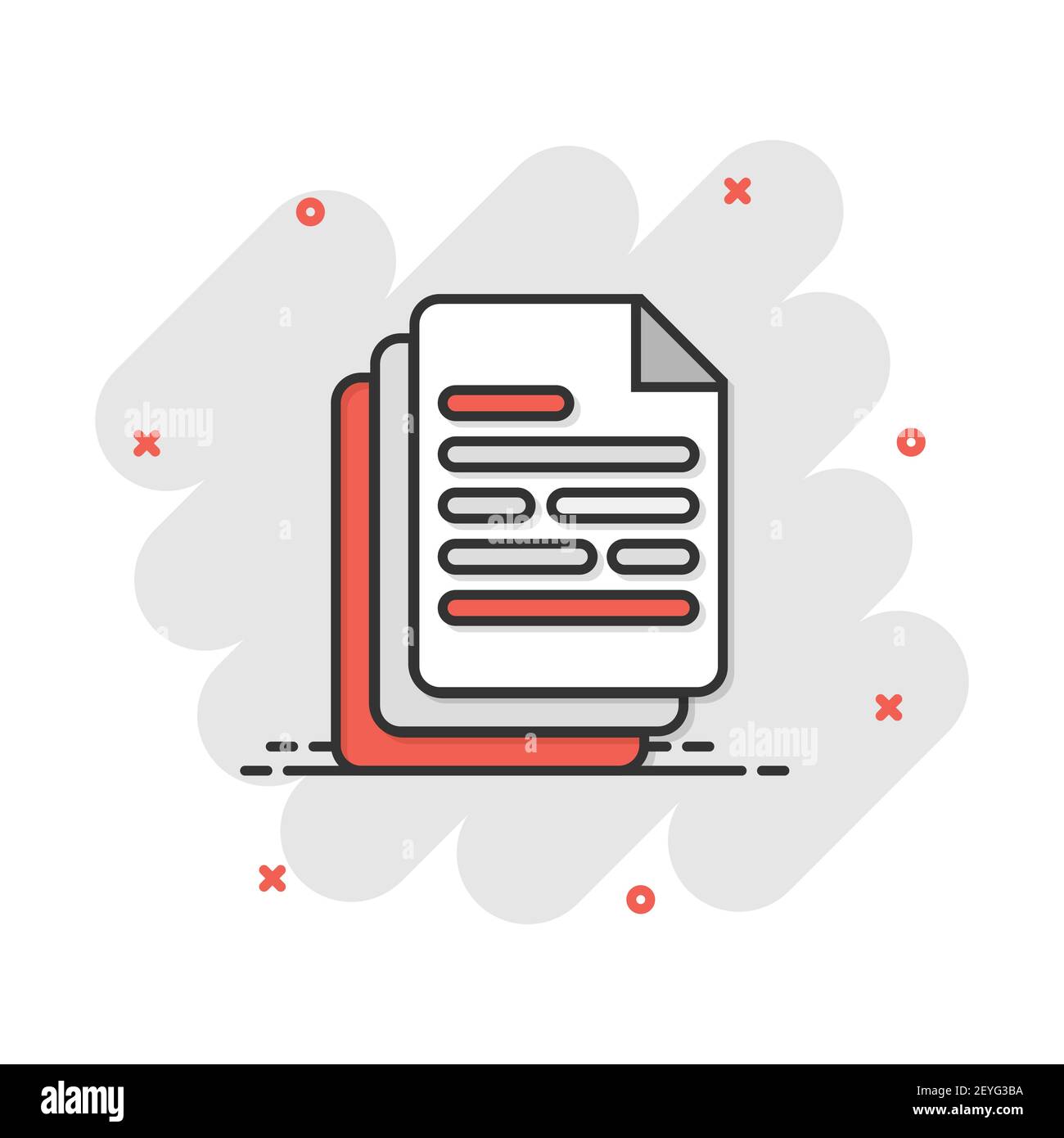 Vector cartoon document icon in comic style. Paper sheet sign ...