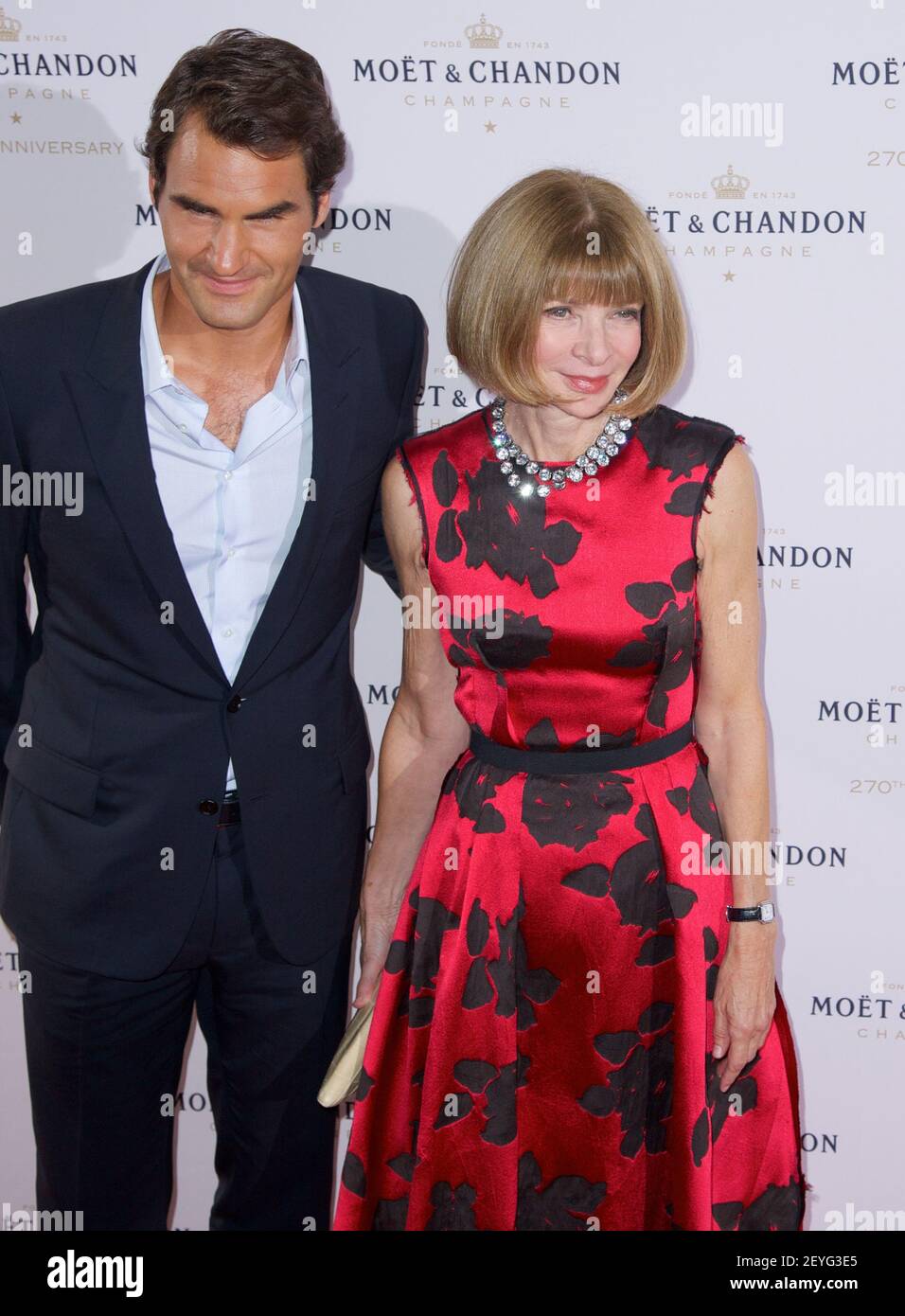 Anna Wintour and Roger Federer attend the Moet & Chandon 270th ...